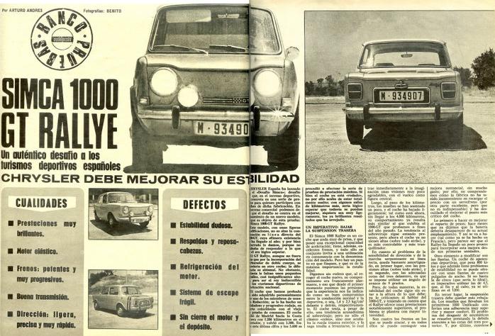 Clasicos-Auto: SIMCA 1000 "El Cinco plazas con NERVIO"