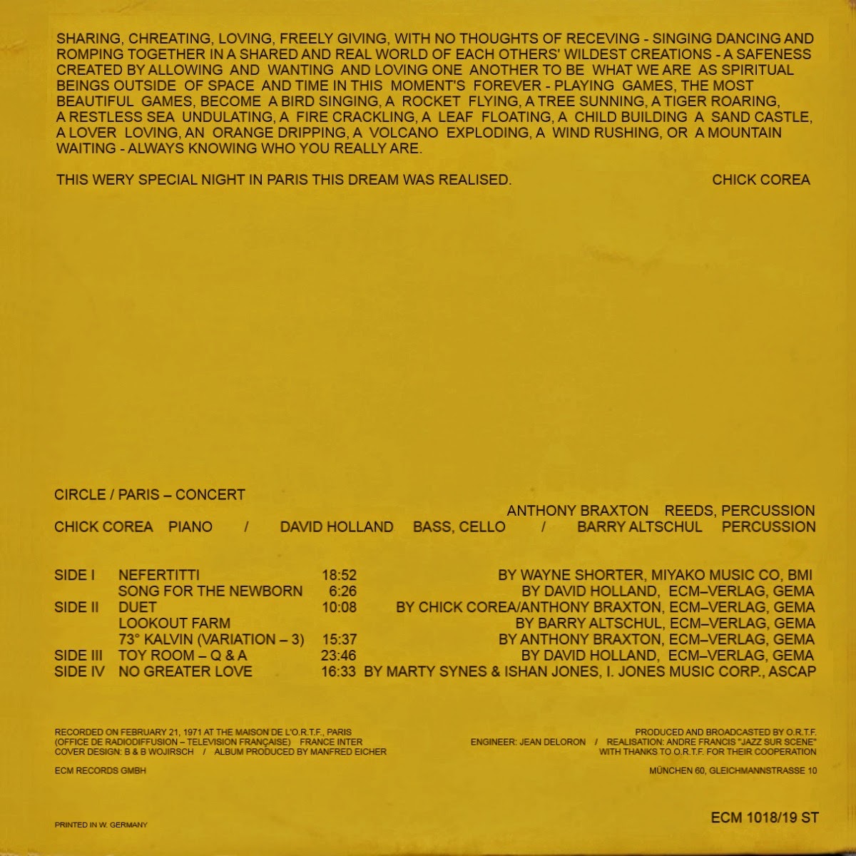 Different Perspectives In My Room...!: CIRCLE / Corea, Braxton, Holland, Altschul – Paris ...