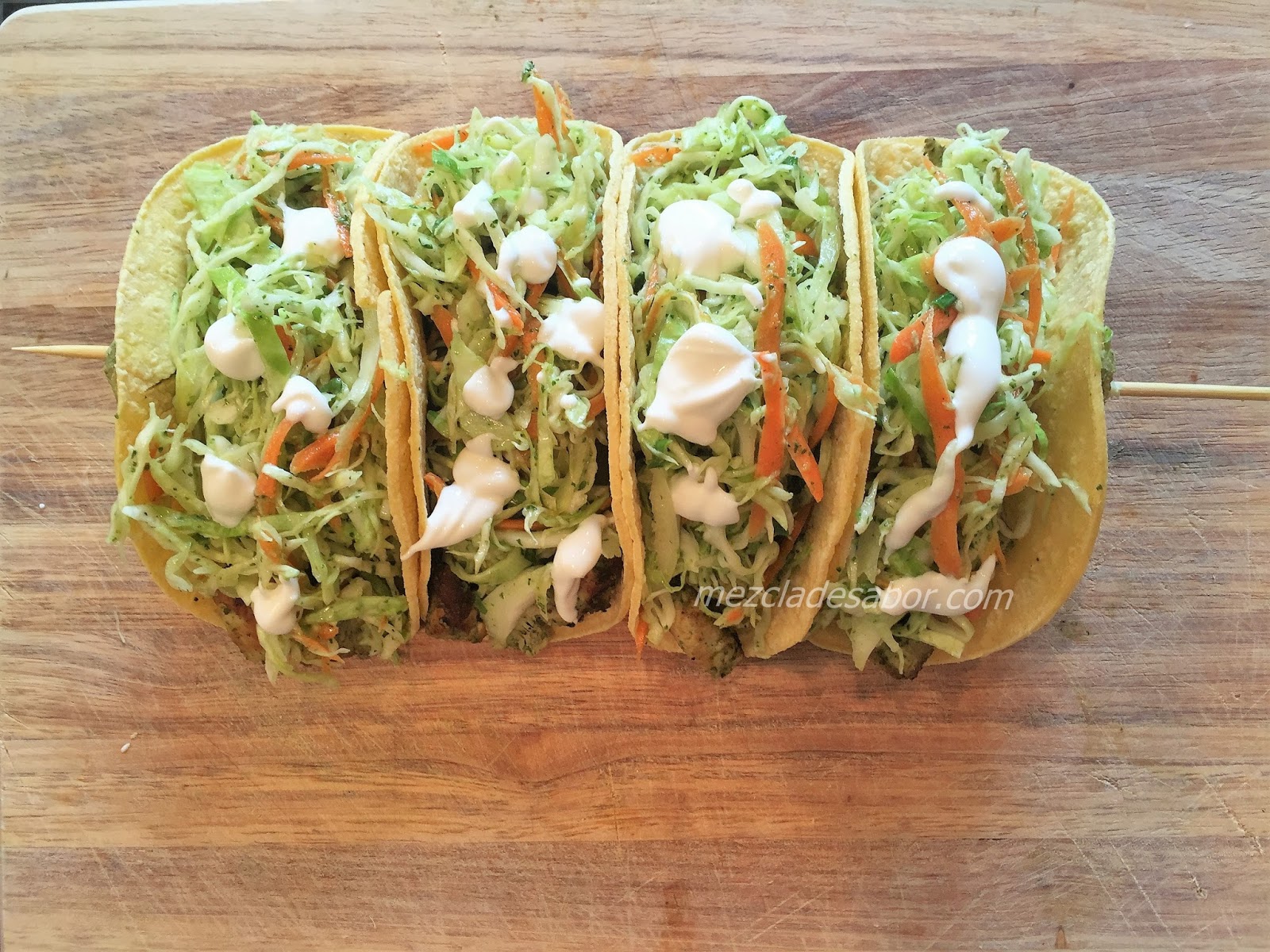 Tacos de Pollo en Salsa Chimichurri y Ensalada de Repollo | Mezcla De Sabor