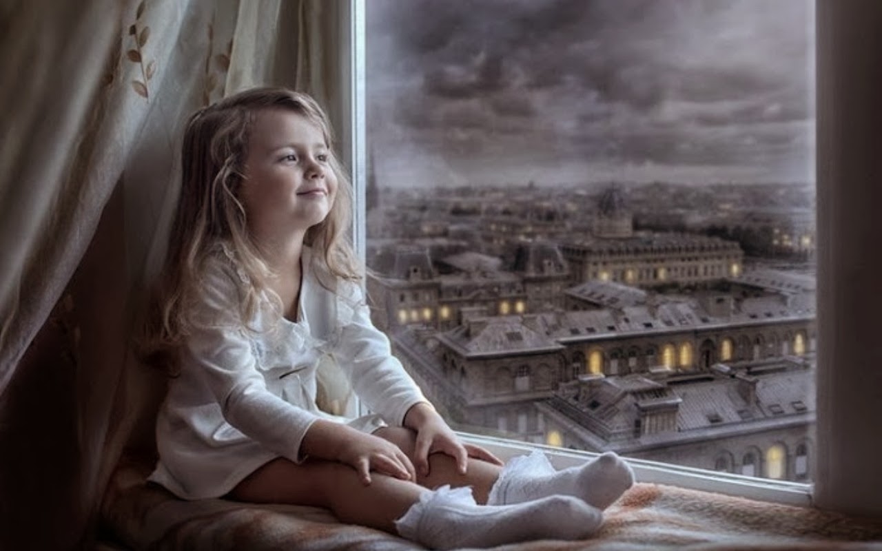 Image House | Latest Hd Wallpapers: Happy Baby Girl Is Sitting In A Window