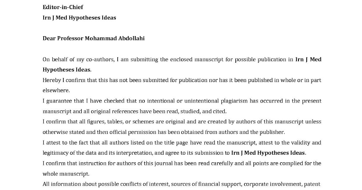 Journal Cover Letter Sample ~ Resume Letter