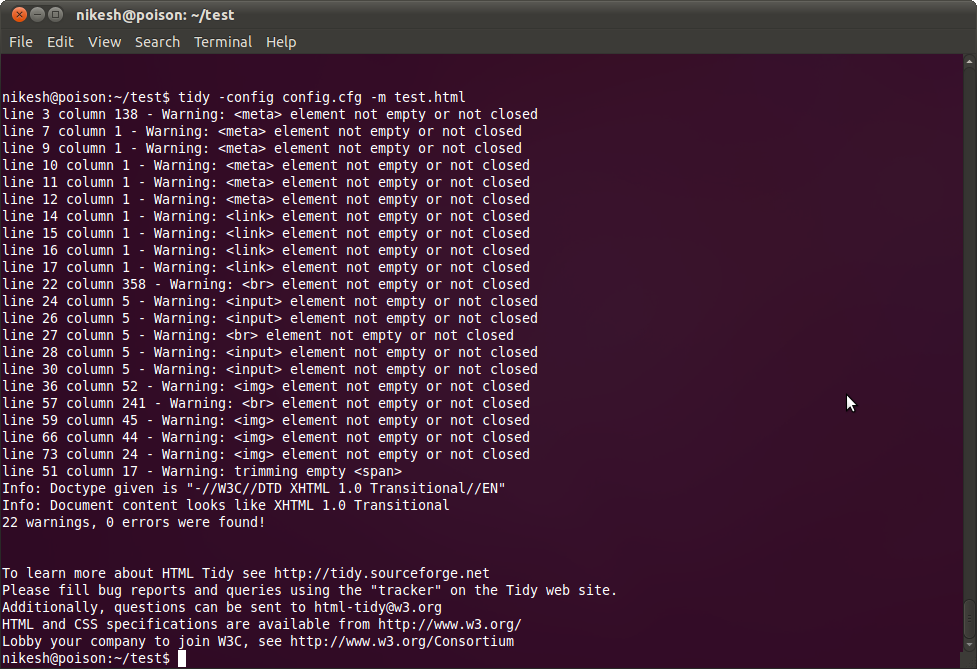 HTML Syntax Checker and Reformatter - Tidy | Linux Blog