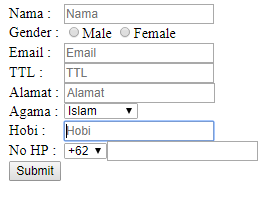Input data dengan HTML + PHP + MYSQL