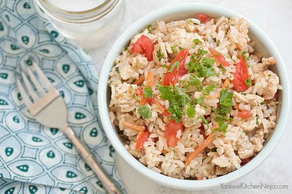 Healthy one pot turkey pilaf | Yankee Kitchen Ninja