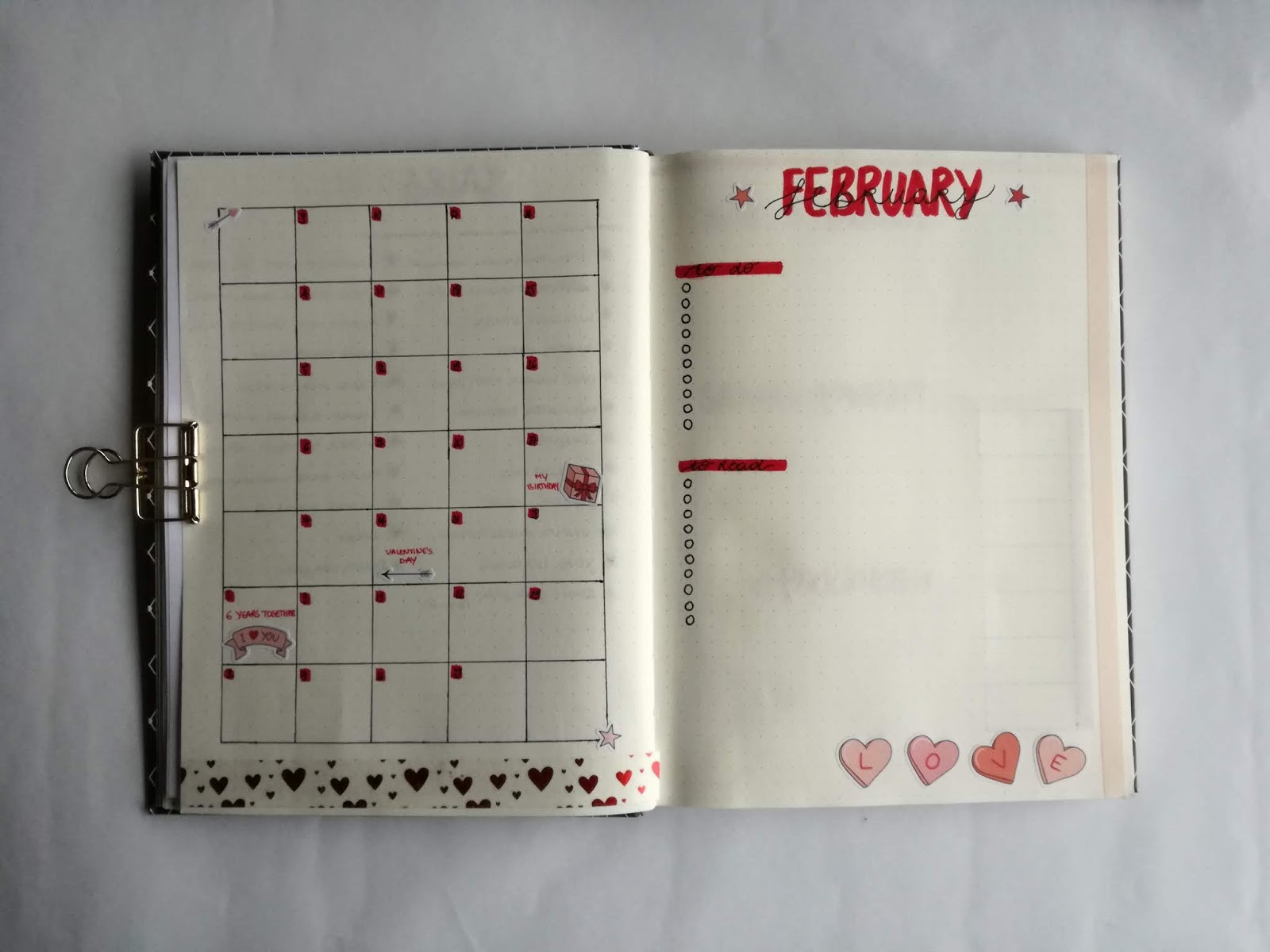 February Bullet Journal set up