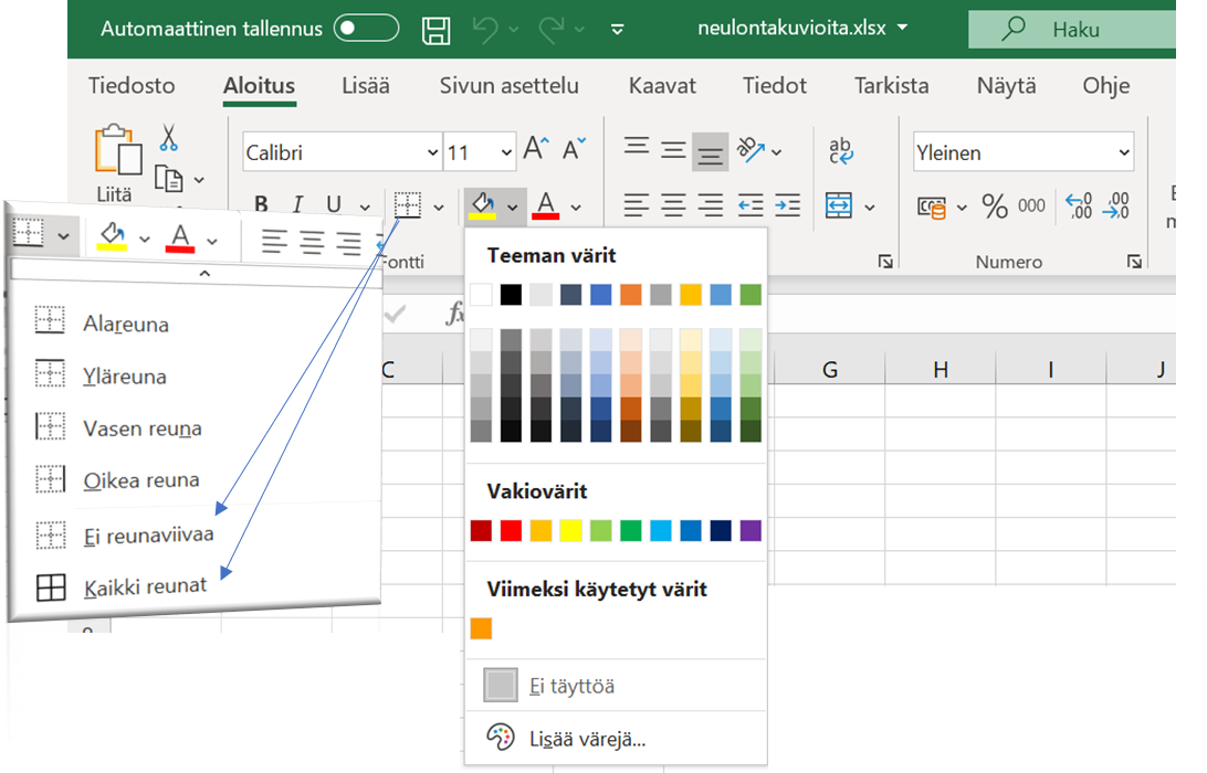 Metsärinteen tonttu: Kirjoneulemalleja Excelillä 1.