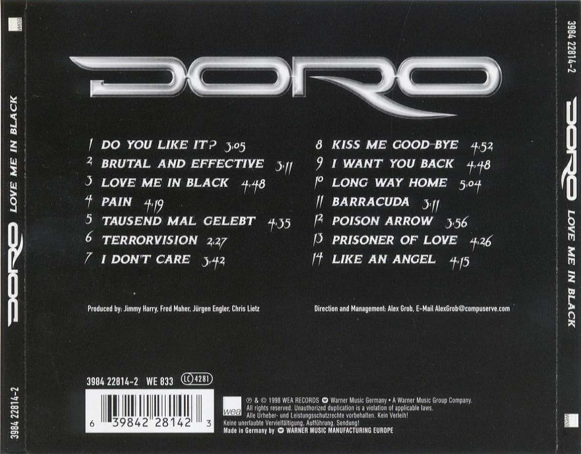 Classic Rock Covers Database: Doro - Love Me in Black (1998)