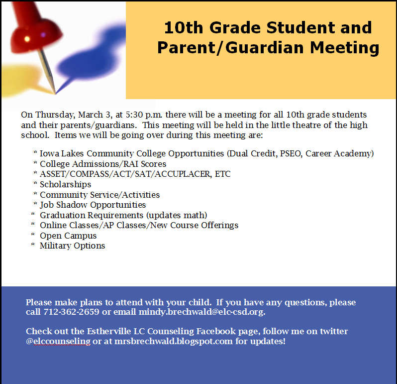 Mrs. Brechwald's ELCHS Counseling Blog: 10th Grade Student/Parent ...