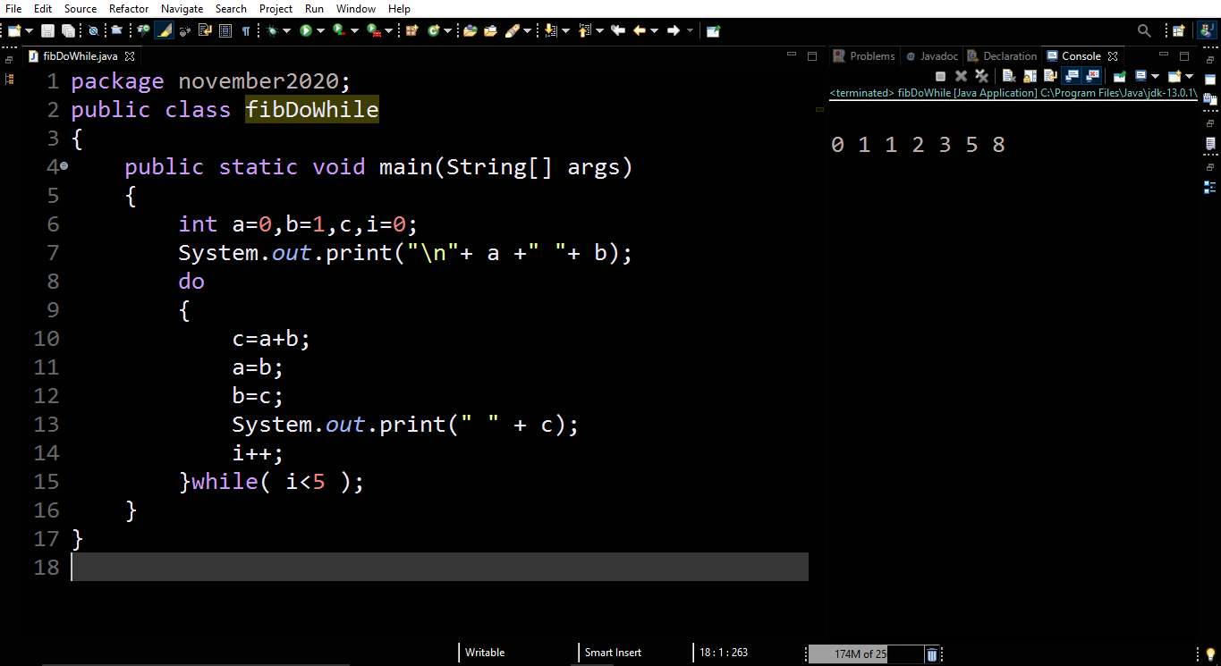 Basic Java Programs Fibonacci Series Using Do While Loop