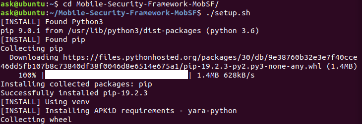 Setting up MobSF in Ubuntu 18.04