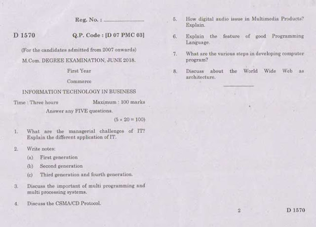 Bharathiar University M.Com., Commerce INFORMATION TECHNOLOGY IN ...