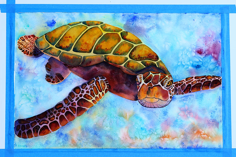 Stacy Creates: Sea Turtle Painting Finished! Recap of Steps...