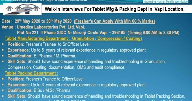 UDYOG ADDA: Umedica Laboratories Pvt. Ltd - Walk-In Interviews for Freshers & Experienced ...
