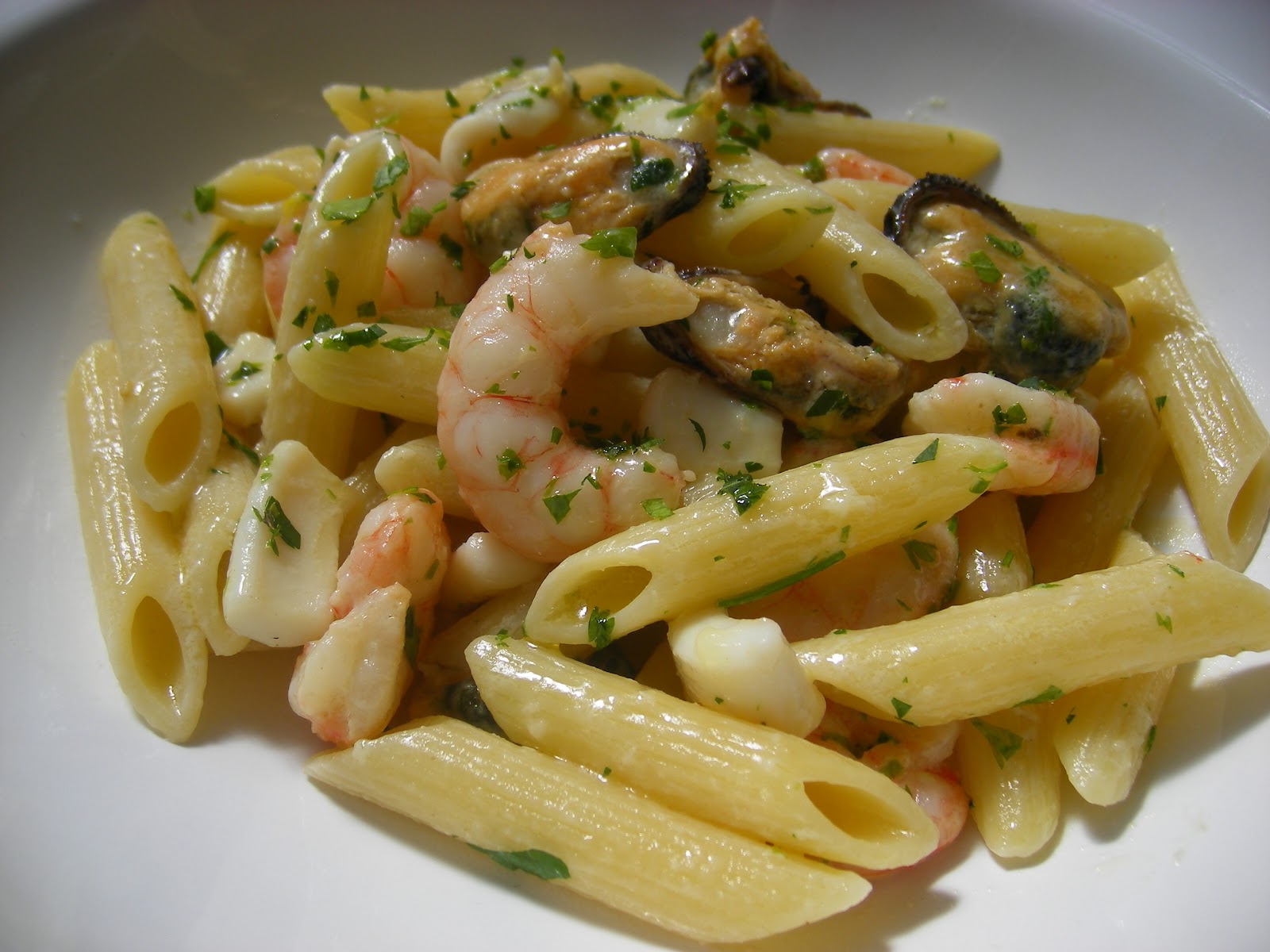 el placer del paladar: Penne Rigate con Marisco