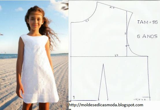 MOLDE BASE DE VESTIDO DE CRIANÇA PARA 6 ANOS. | Moldes Dicas Moda ...