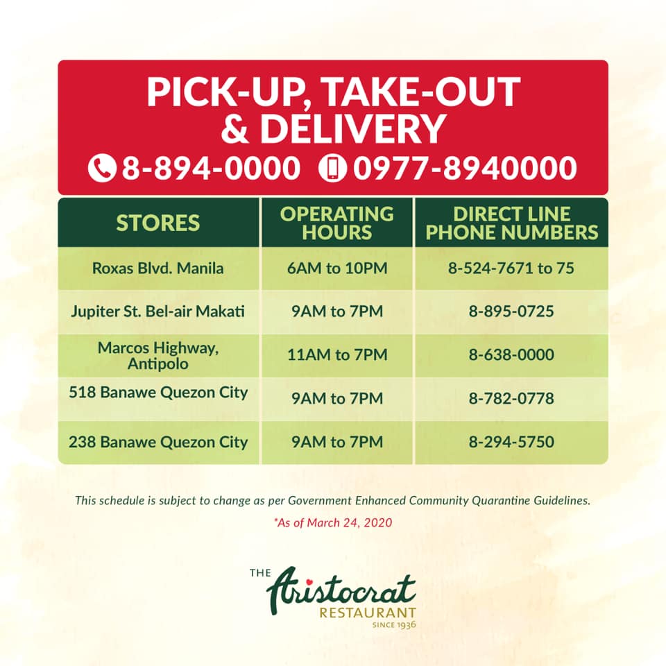 Manila Shopper: Take-Out & Food Delivery Options during Community ...
