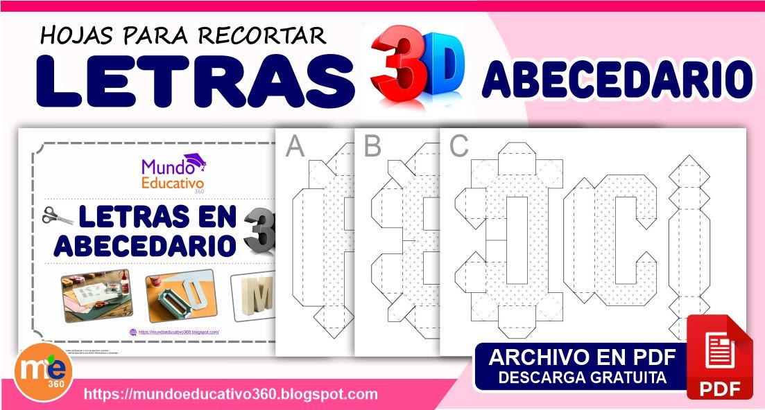 LETRAS en 3D del ABECEDARIO para Imprimir y Recortar