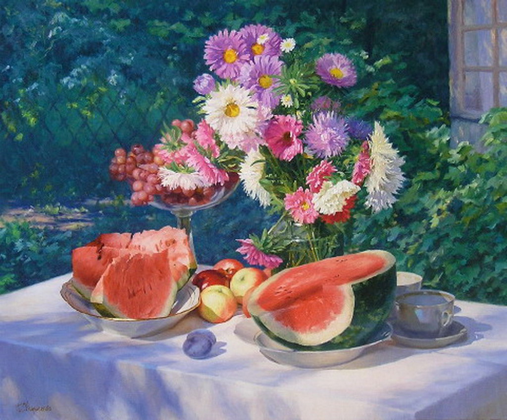 El arte es su máxima expresión : Melón de agua bodegón realista de ...