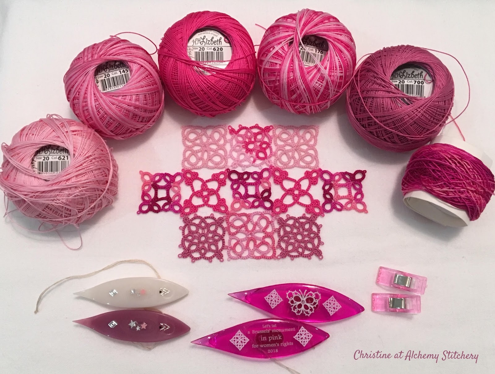 Alchemy Stitchery: Finished Pink Squares for the "Tat a Monument in ...