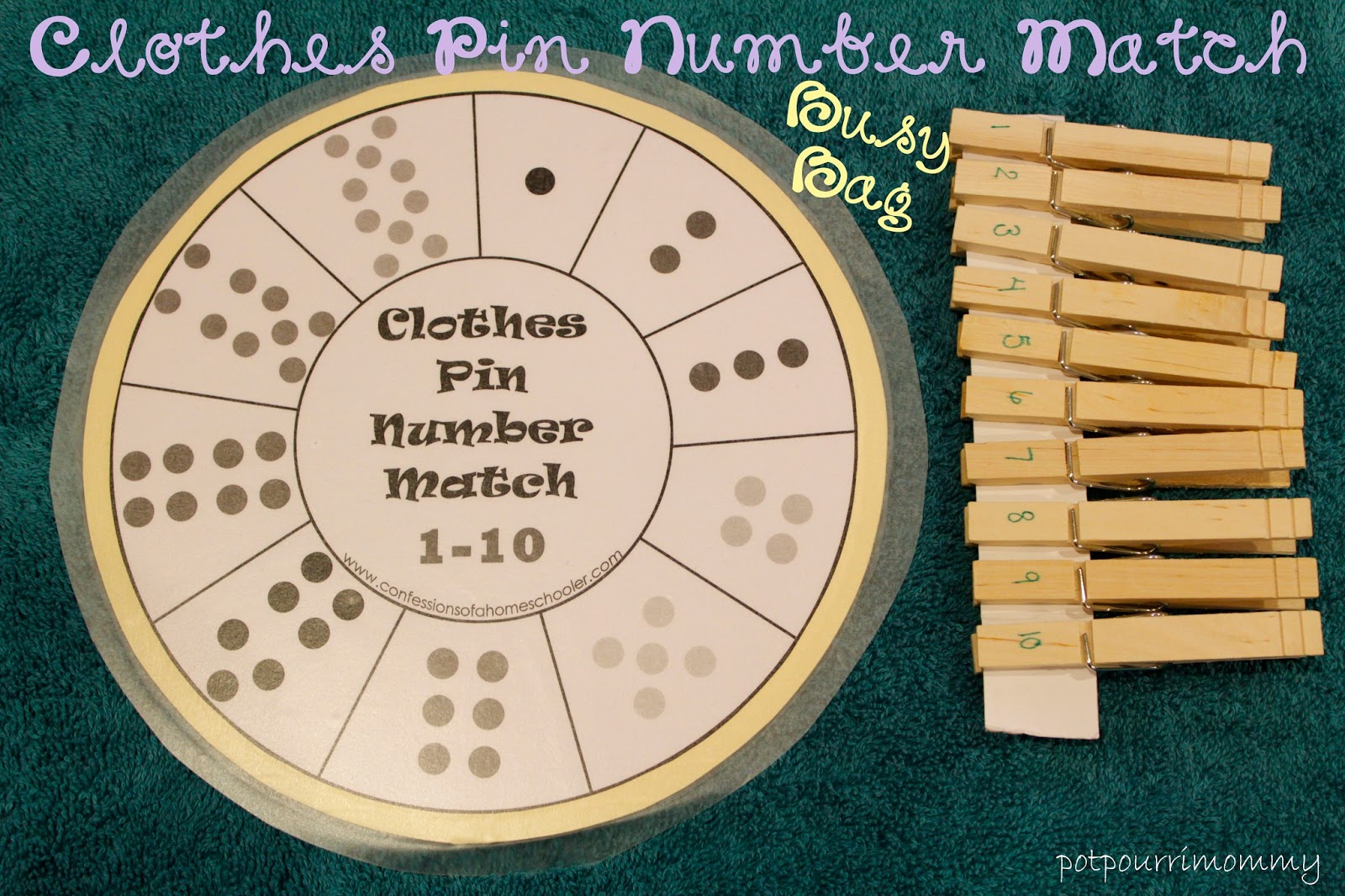 Potpourri Mommy: Number Match Busy Bag Activity