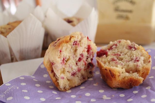 Raspberry & White Chocolate Muffins - Threadbare Creations