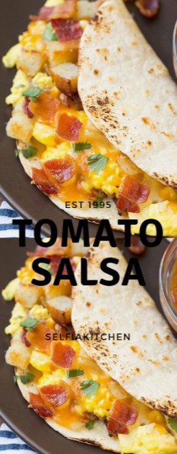 Breakfast Tacos with Flaming Cooked Tomato Salsa - Selfia Kitchen
