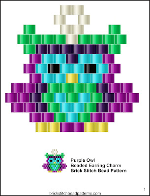 Brick Stitch Bead Patterns Journal: Purple Owl Brick Stitch Beaded ...