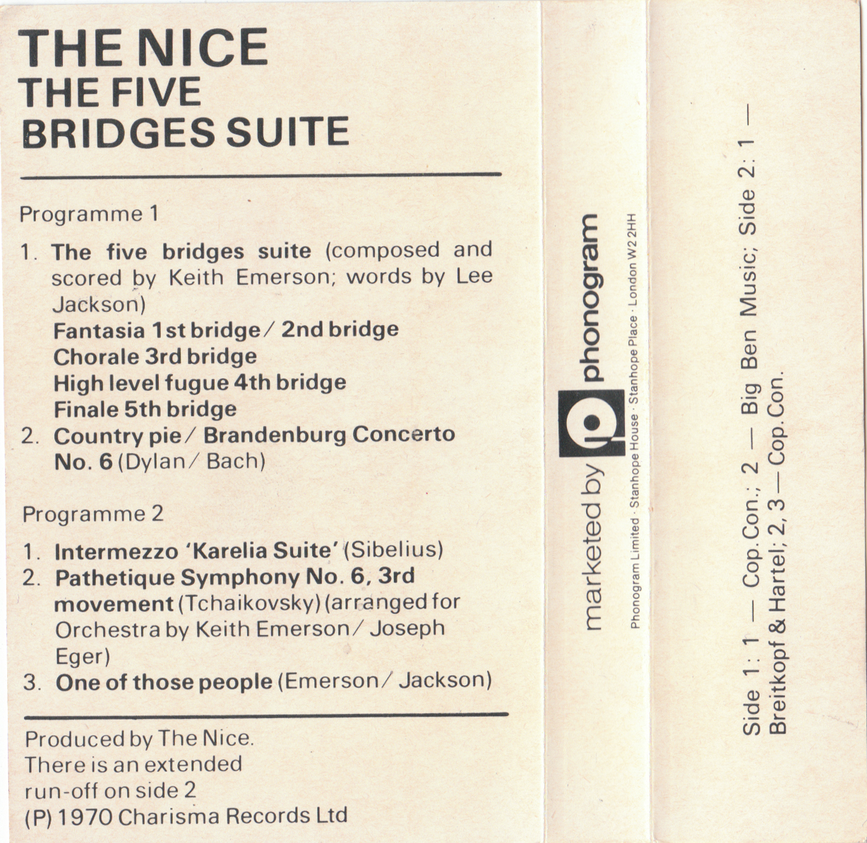 Cassette Cover Art Library: Cassette Cover - Five Bridges.. The Nice