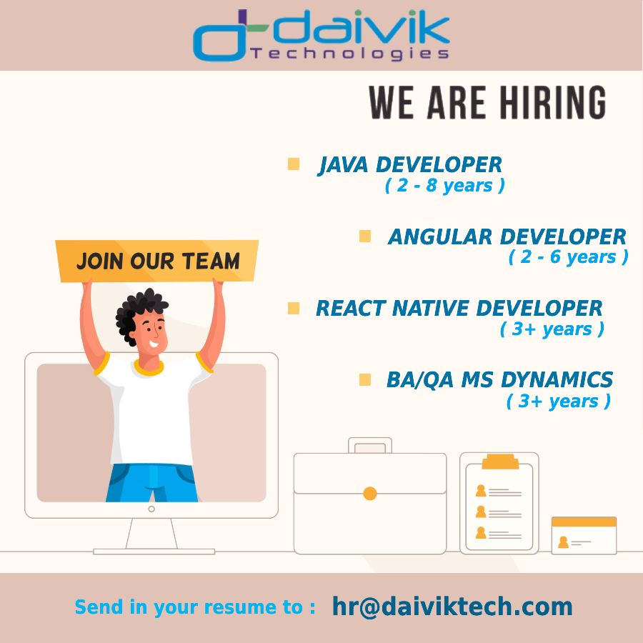 JOB ALERTS HUB: Daivik Technologies - Hiring Java Developer / Angular ...