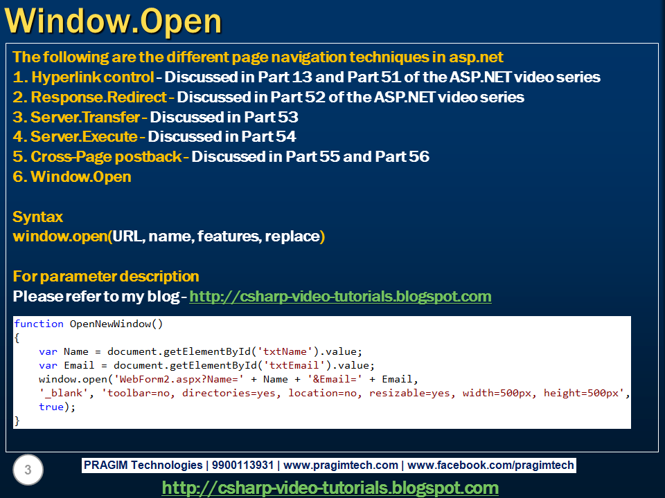 Sql Server Net And C Video Tutorial Part 57 Opening New Window Using Javascript In