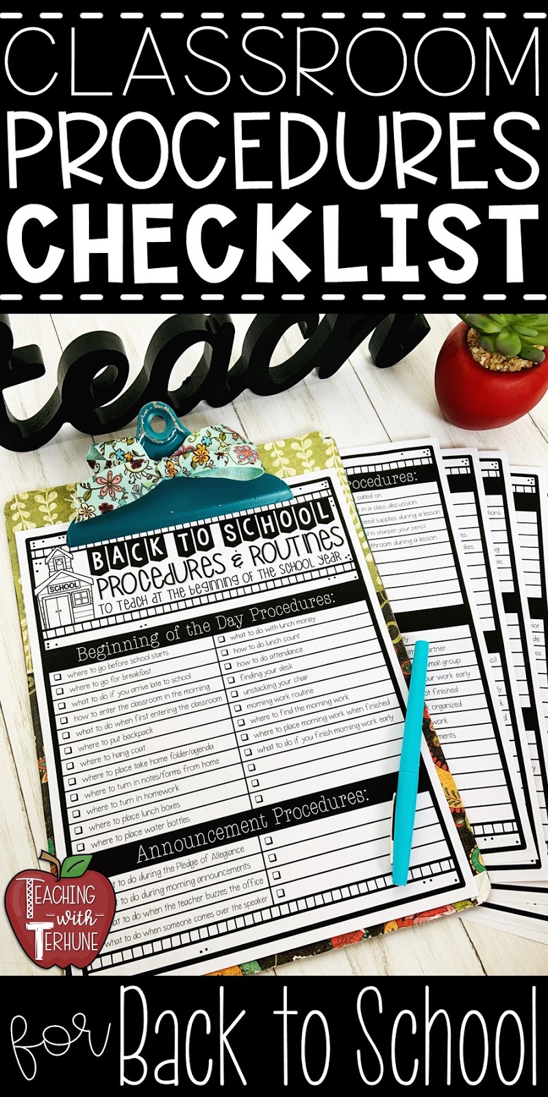 Teaching With Terhune: Back to School Classroom Procedures and Routines ...