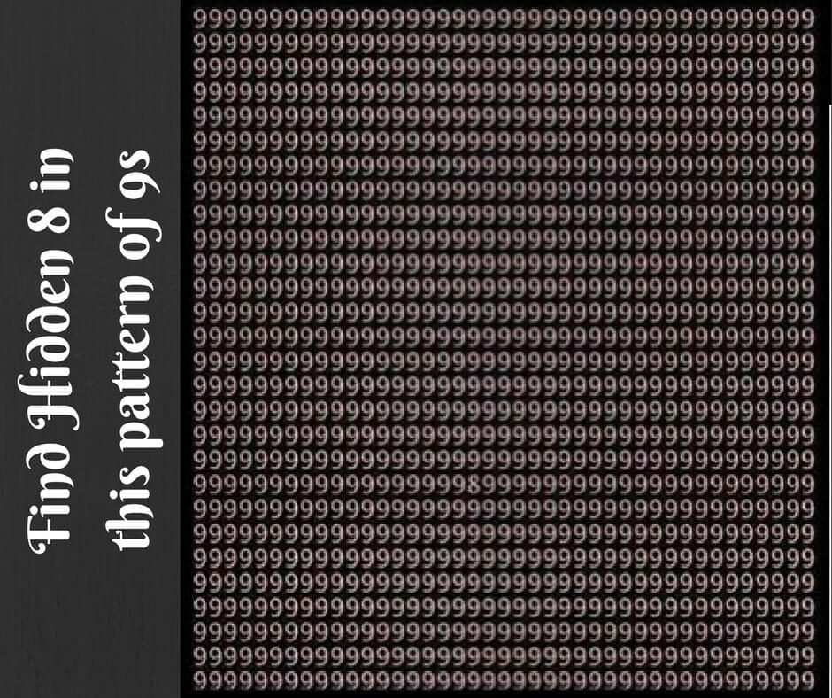 Picture puzzle to find hidden 8