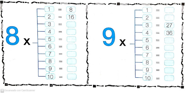 Magda Agudelo 2021 4-A: Las tablas del 8 y del 9