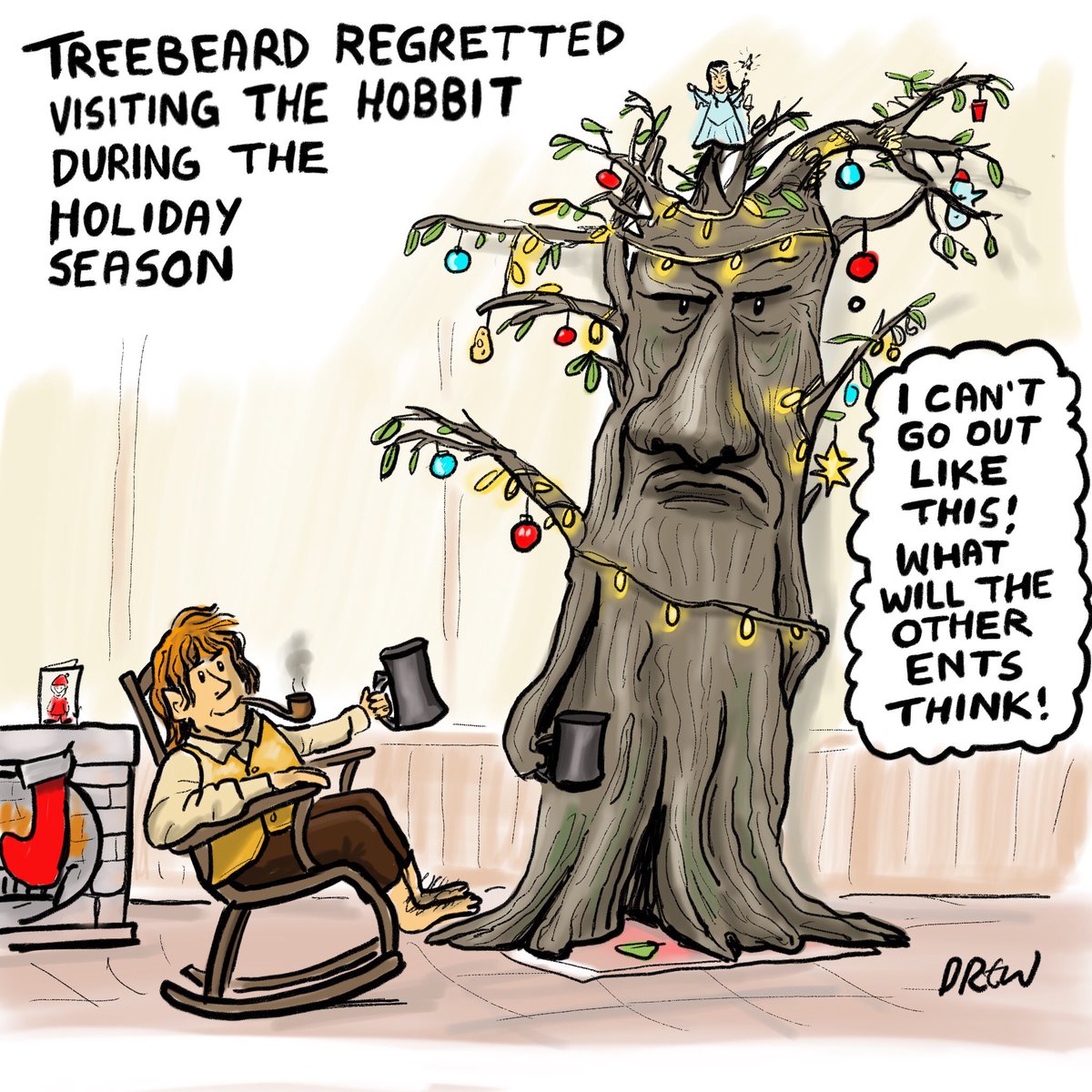 Cartoons I Drew: Advent 18 Treebeard's Christmas Revisited