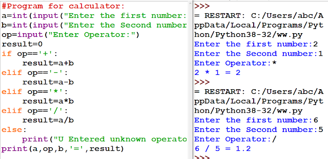 Python Program for Calculator