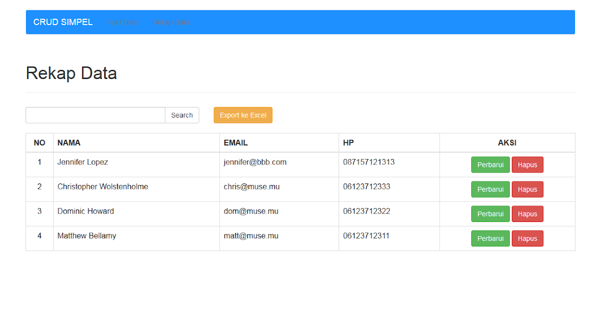 Source Code PHP MySQL CRUD Simpel Pendaftaran Berbasis Web