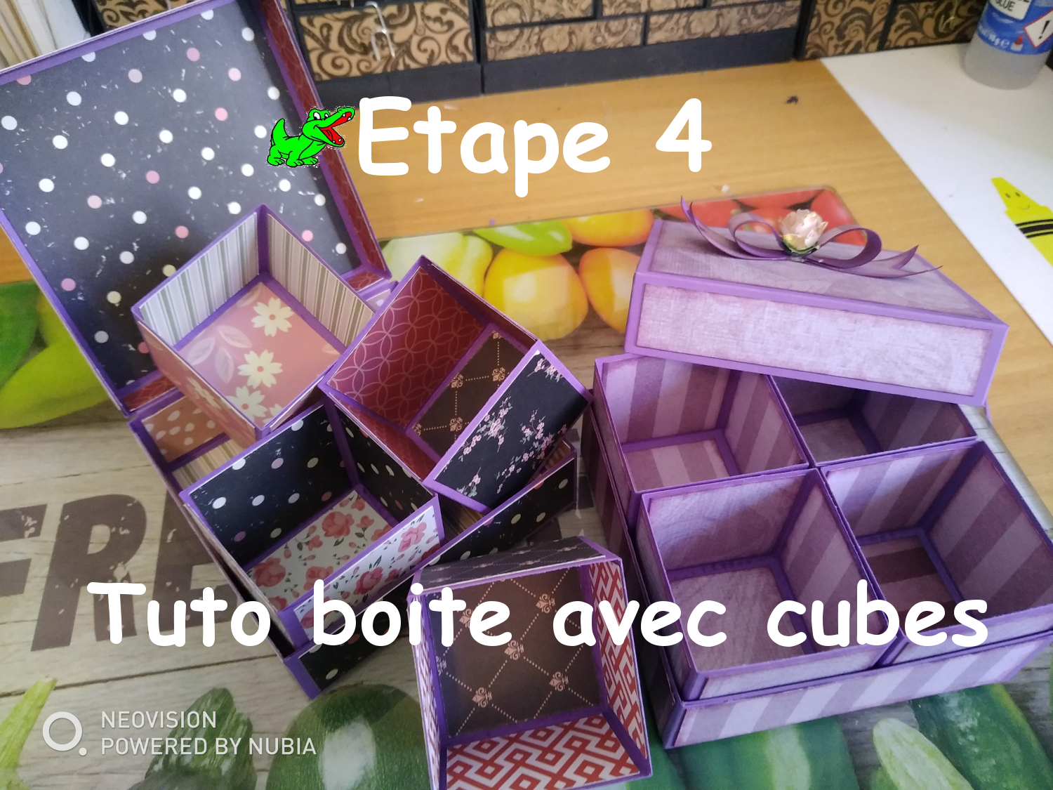 Le scrapbooking de Croc'Odile: boite avec cubes étape 4