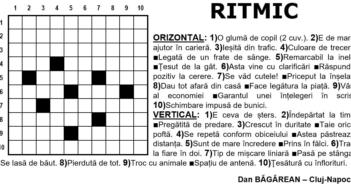 rebusmania-blog-ciocianu: RITMIC (careu de definiţii)