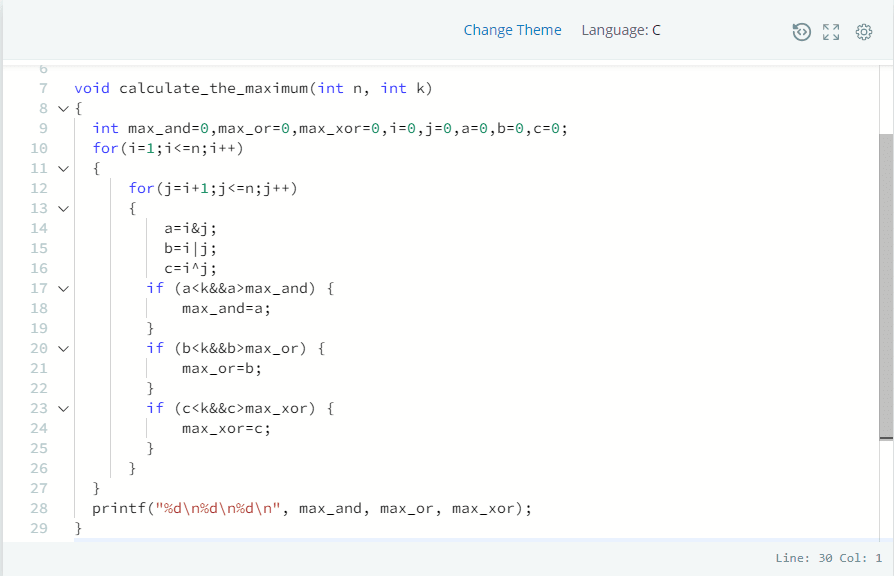 Bitwise Operators In C Hackerrank Soution Sloth Coders 1765