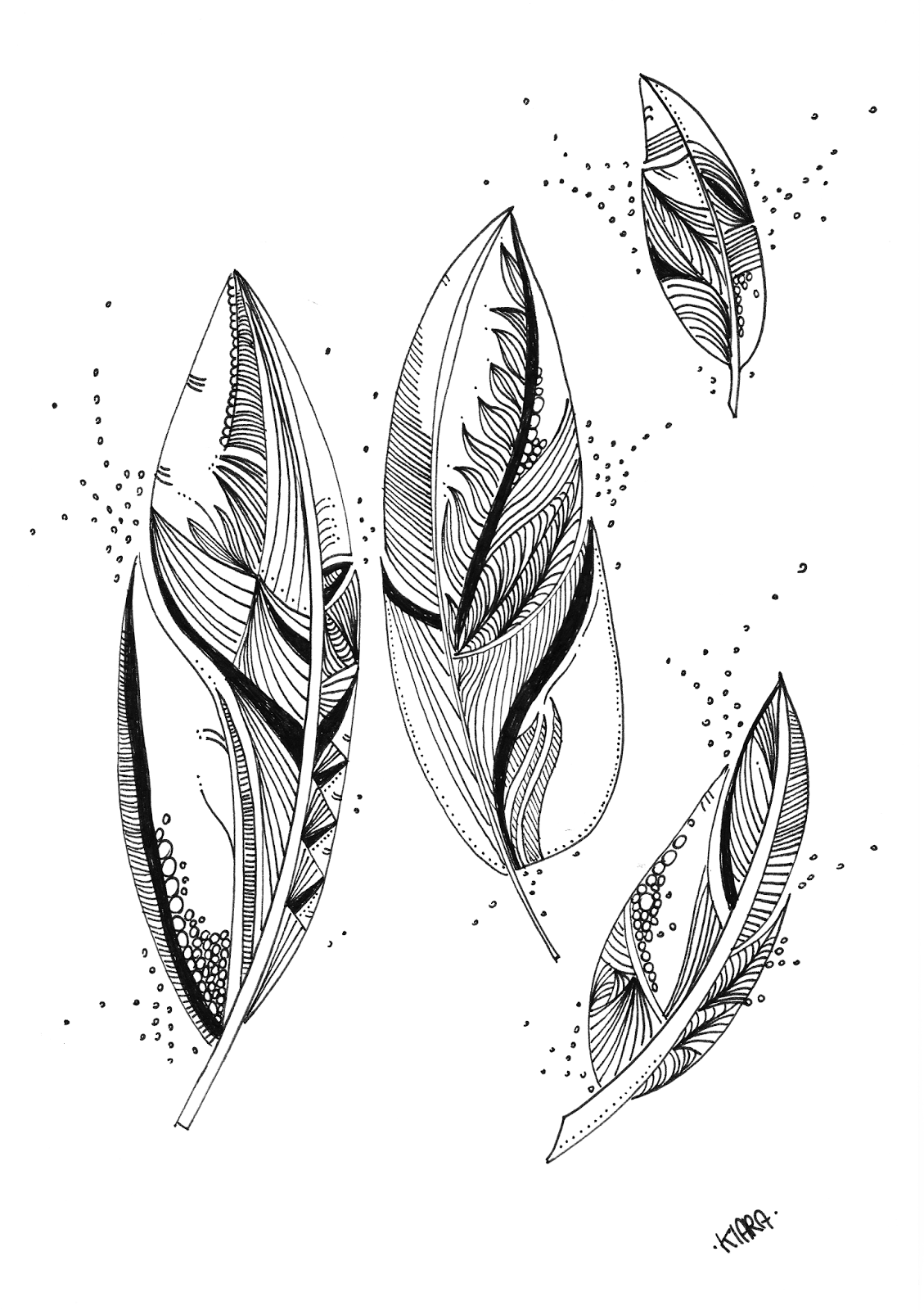 Le Creazioni di Kiara: crazy for DOODLING #9 ...FEATHERS... piume ...