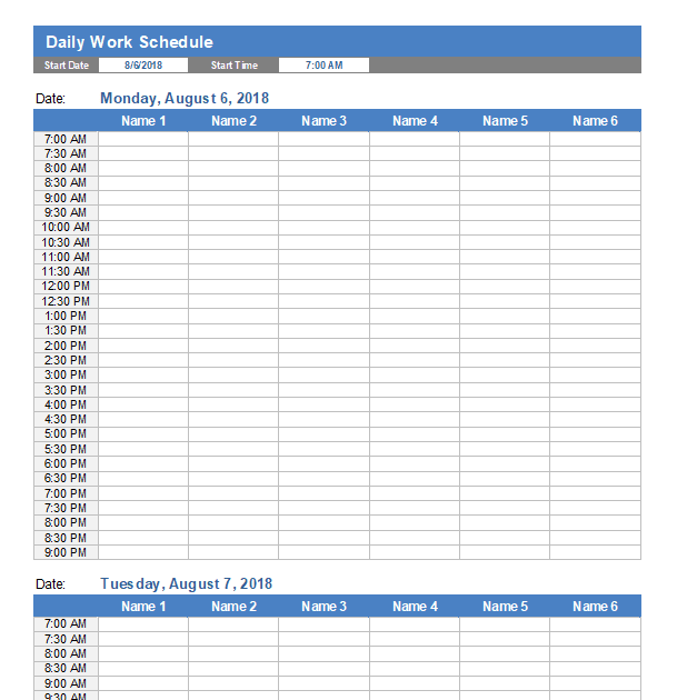 Multiple Employee Schedule Template - Collage Template