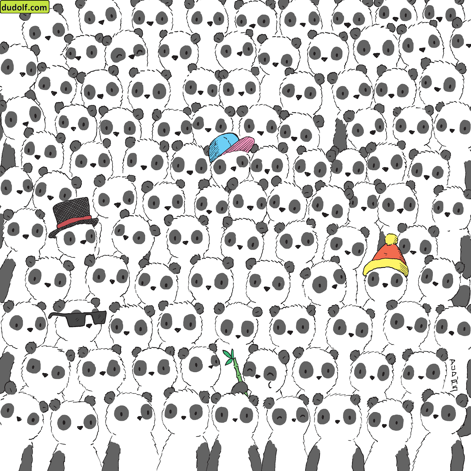 Can You find a POLAR BEAR among the pandas?