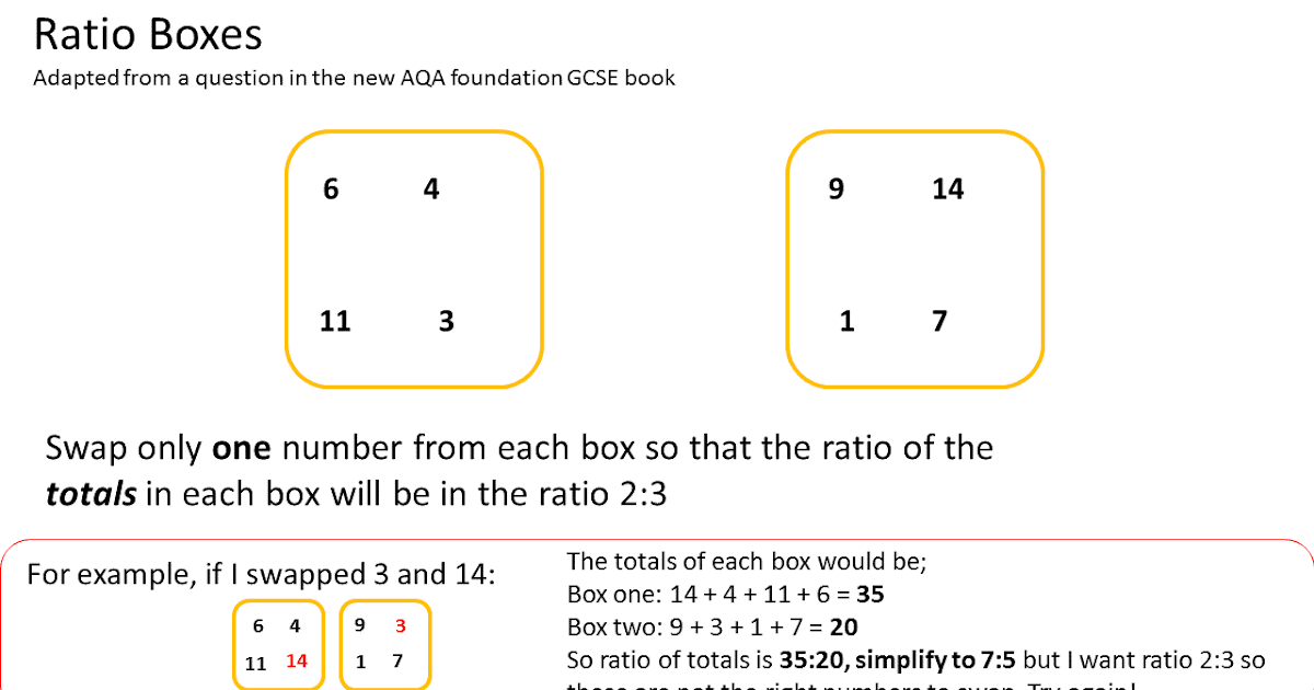 Maths With Friends: Ratio Boxes