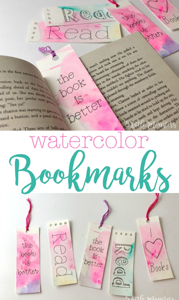 5 Little Monsters: Watercolor Bookmarks