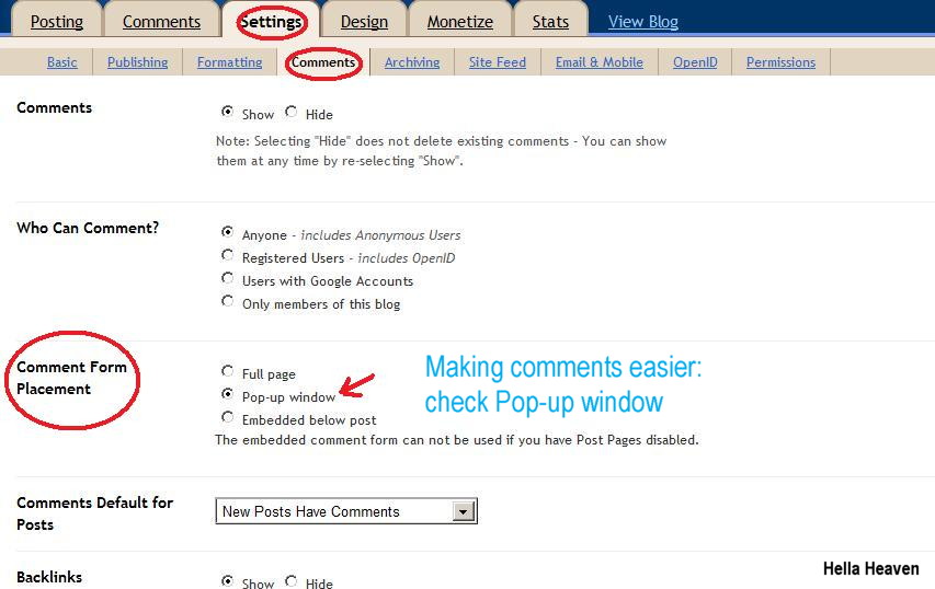 Hella Heaven: Make comments easier in Blogspot