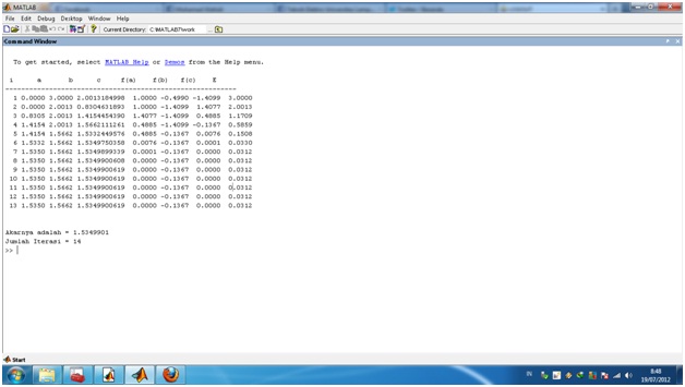 Rifqi Annora Mulya: Contoh source code matlab untuk metode posisi palsu