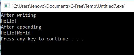 All C Programs: Program 204:To Append Text into a File
