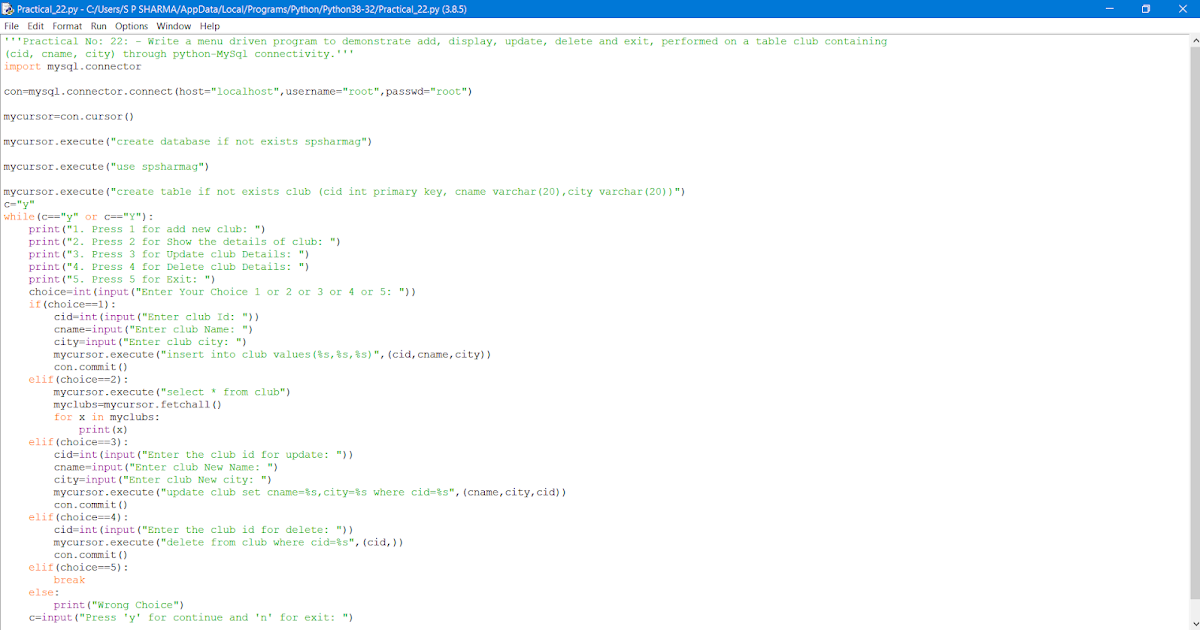 TGTPGTCS: Practical - 22: Python MySql Connectivity for class 12 CS and ...