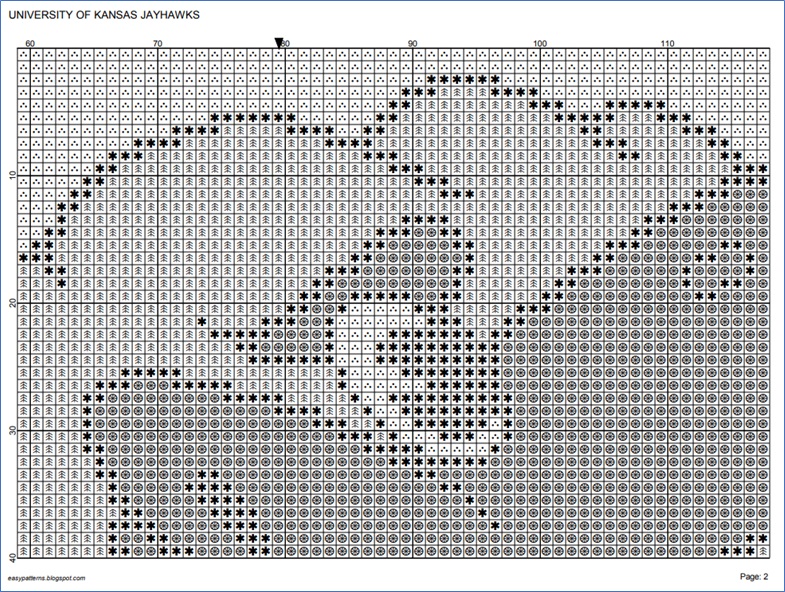 EASY PATTERNS: University of Kansas Jayhawks cross-stitch pattern