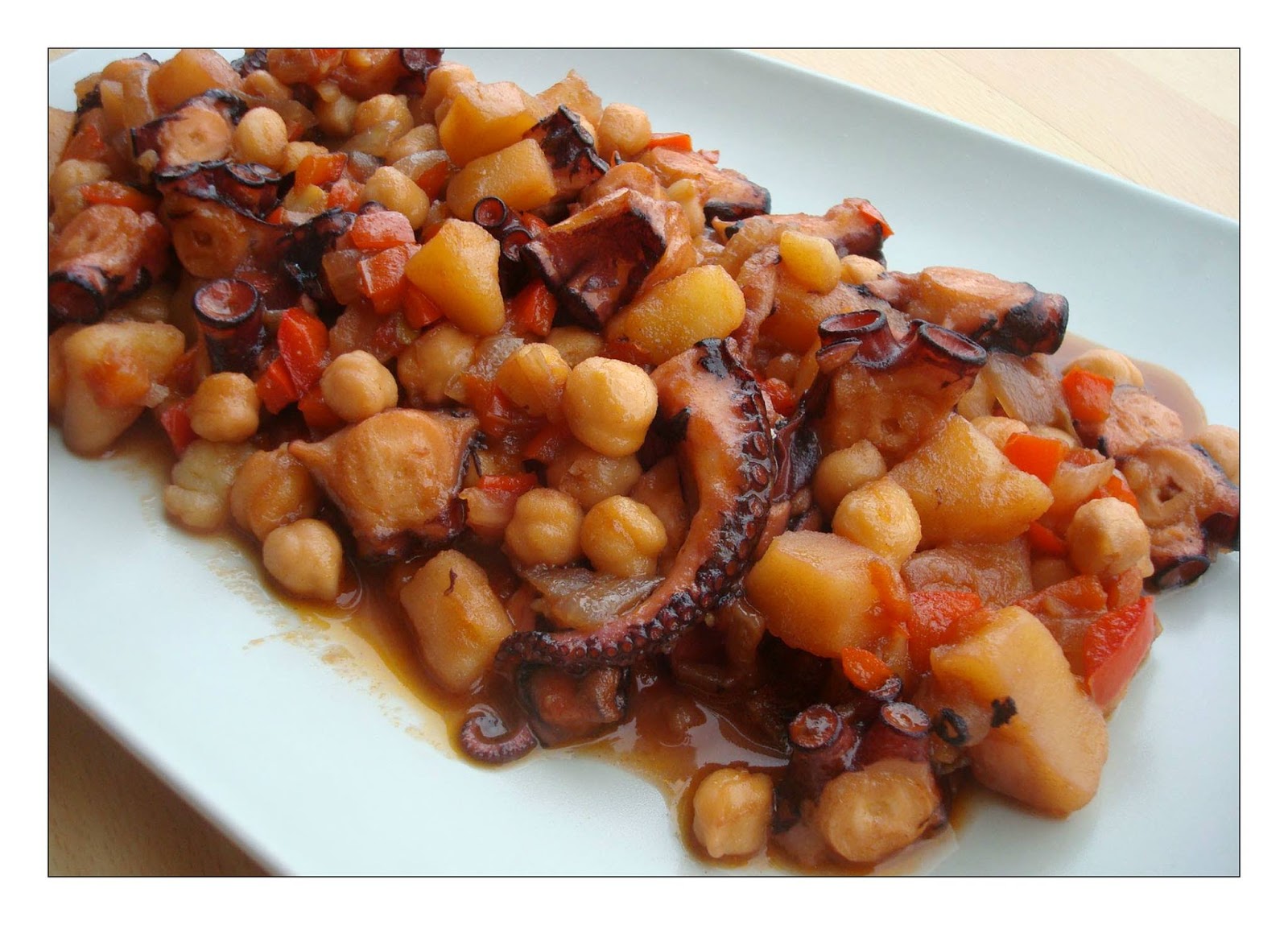 Receitas de Portugal: Polvo estufado com grão e batata doce